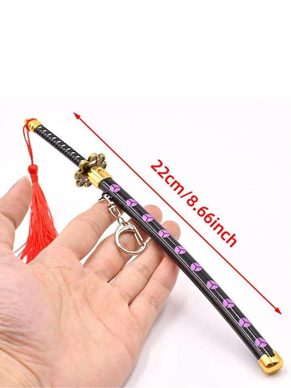 Anime Push Button Katana Keychain (25cm) – Mini Samurai Sword with She ...