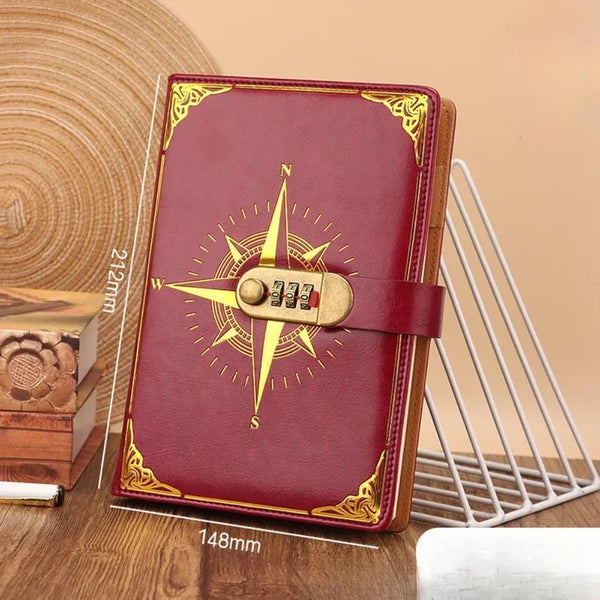 Buy Online A5 PU Diary with Combination Lock – Compass Design – Drakon ...